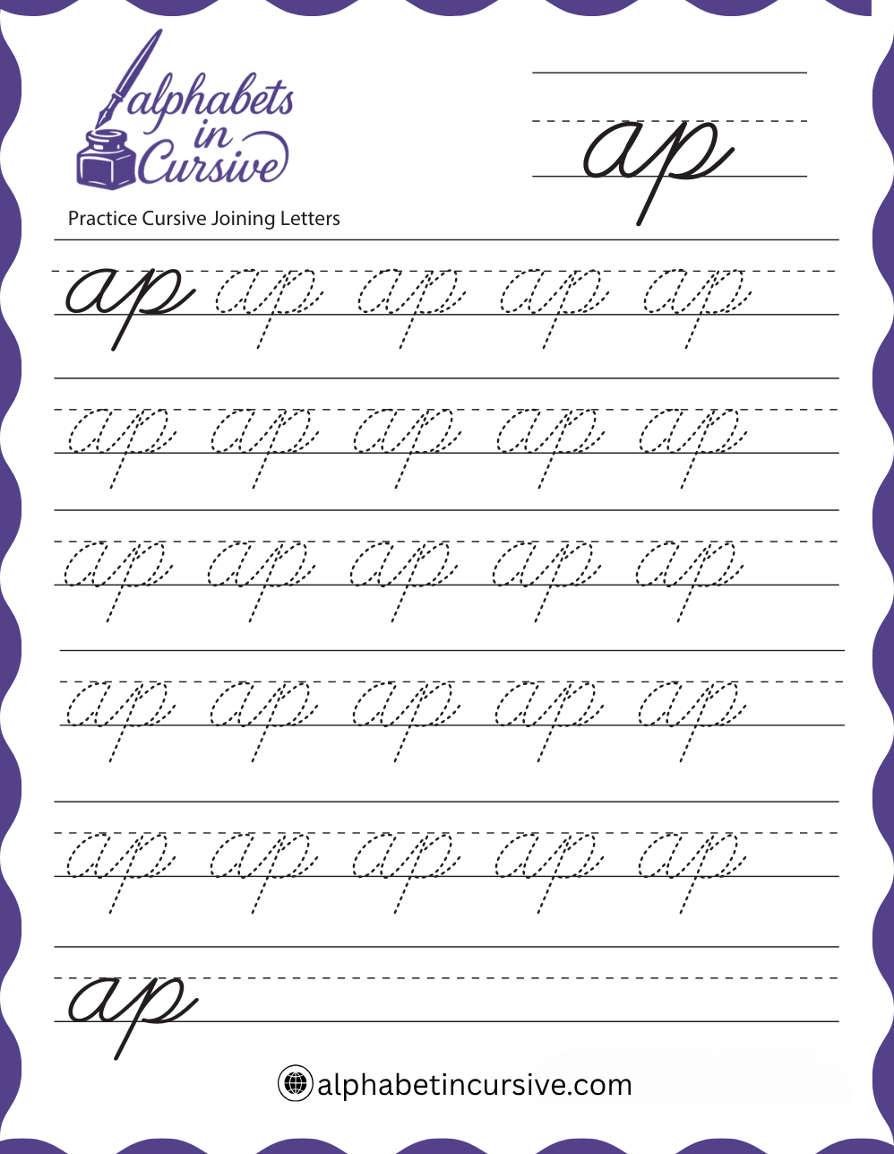Download Printable Cursive Joining Letters Worksheets