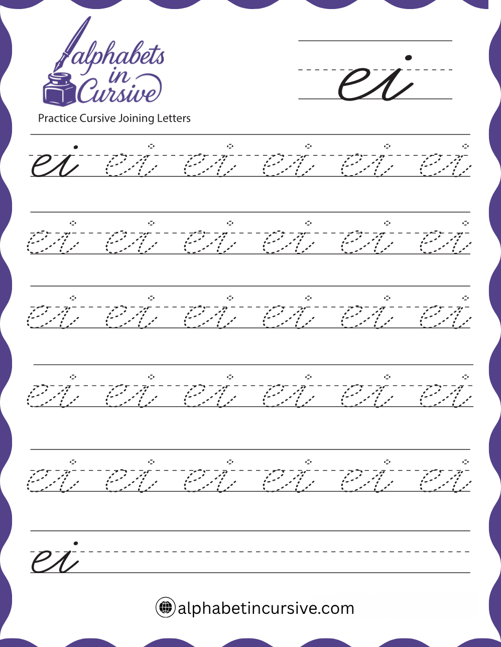 Download Printable Cursive Joining Letters Worksheets