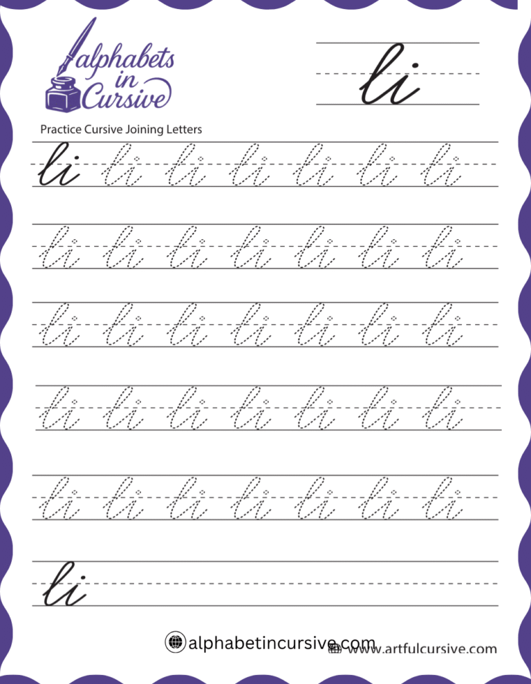 Download Printable Cursive Joining Letters Worksheets