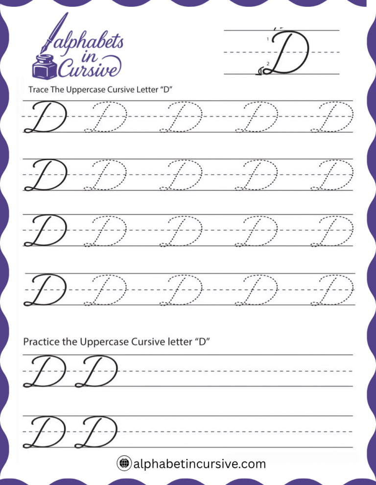 Cursive D: How to Write Uppercase & Lowercase (with PDF Worksheets)