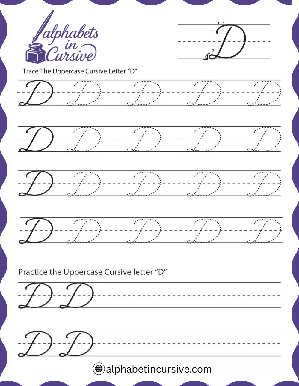 Cursive D: How to Write Uppercase & Lowercase (with PDF Worksheets)